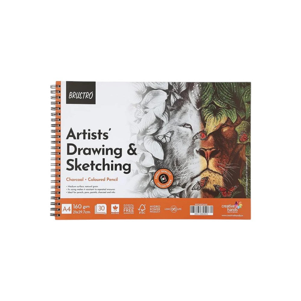 Brustro Artists Sketching & Drawing Wiro Pad - A4, 160 GSM - 30 Sheets – Artstation