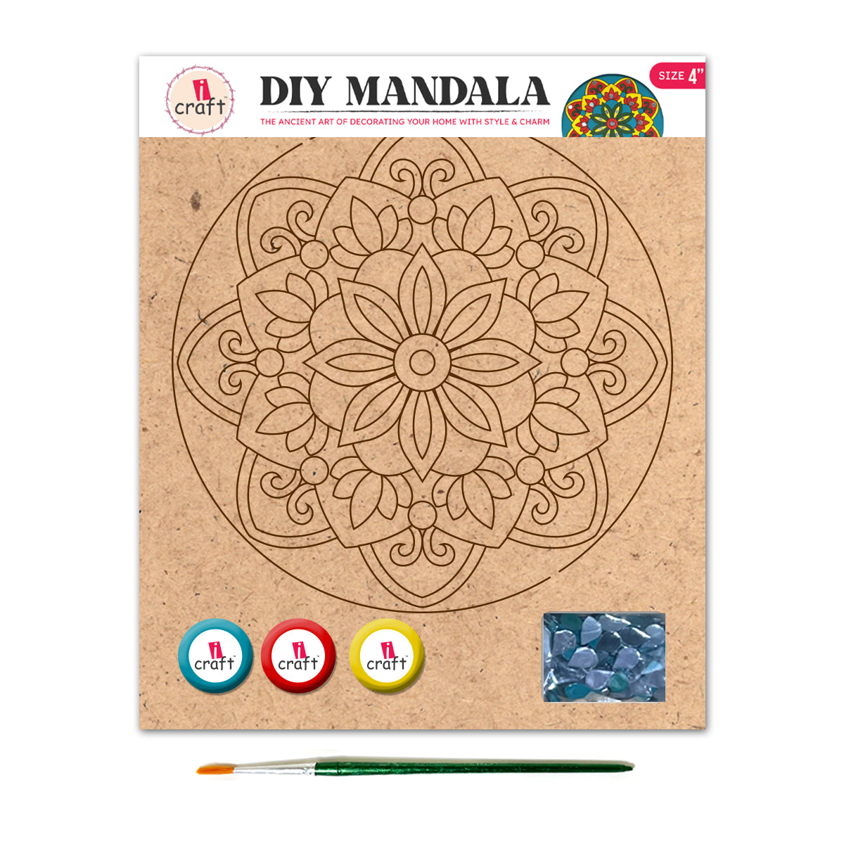 iCraft Mandala Art Kit SMA 02 - 4 Inch MDF Easy Decor Set – Artstation