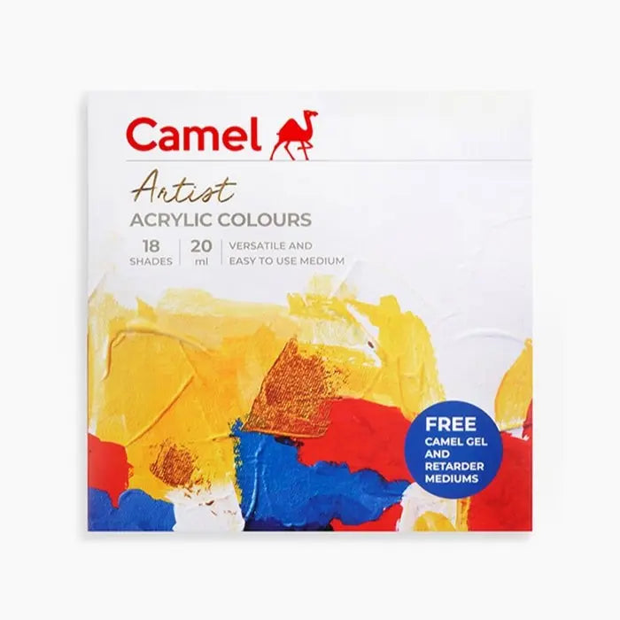 Camel Artist Acrylic Colours With Gel & Retarder Medium Set - Artstation