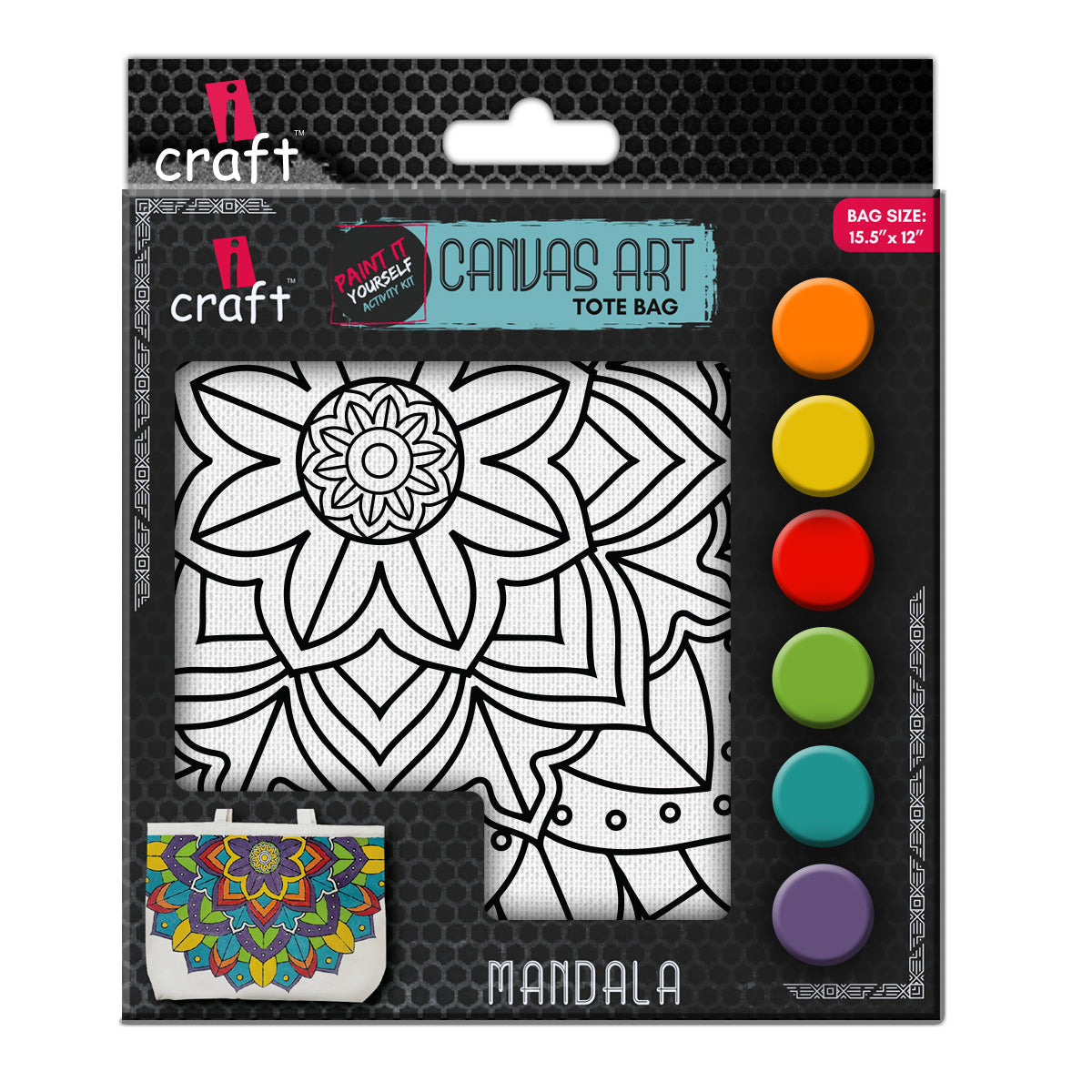iCraft DIY Canvas Tote Bag Art Kit - Mandala Design for Kids – Artstation