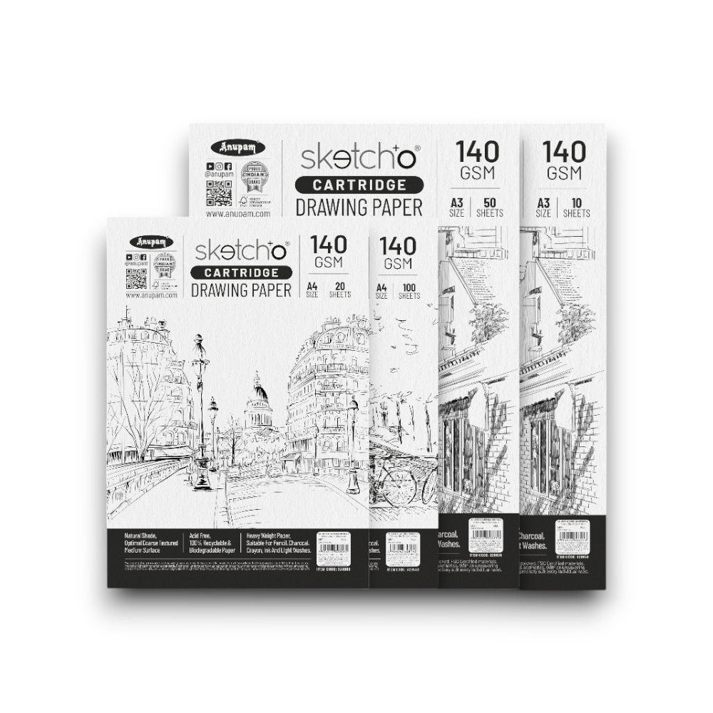 Anupam Sketch-O Cartridge Drawing Paper 140 GSM - Loose Sheets – Artstation