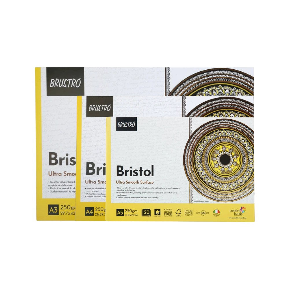 Brustro Bristol Paper Pad - Ultra Smooth - Glued - 250 GSM – Artstation