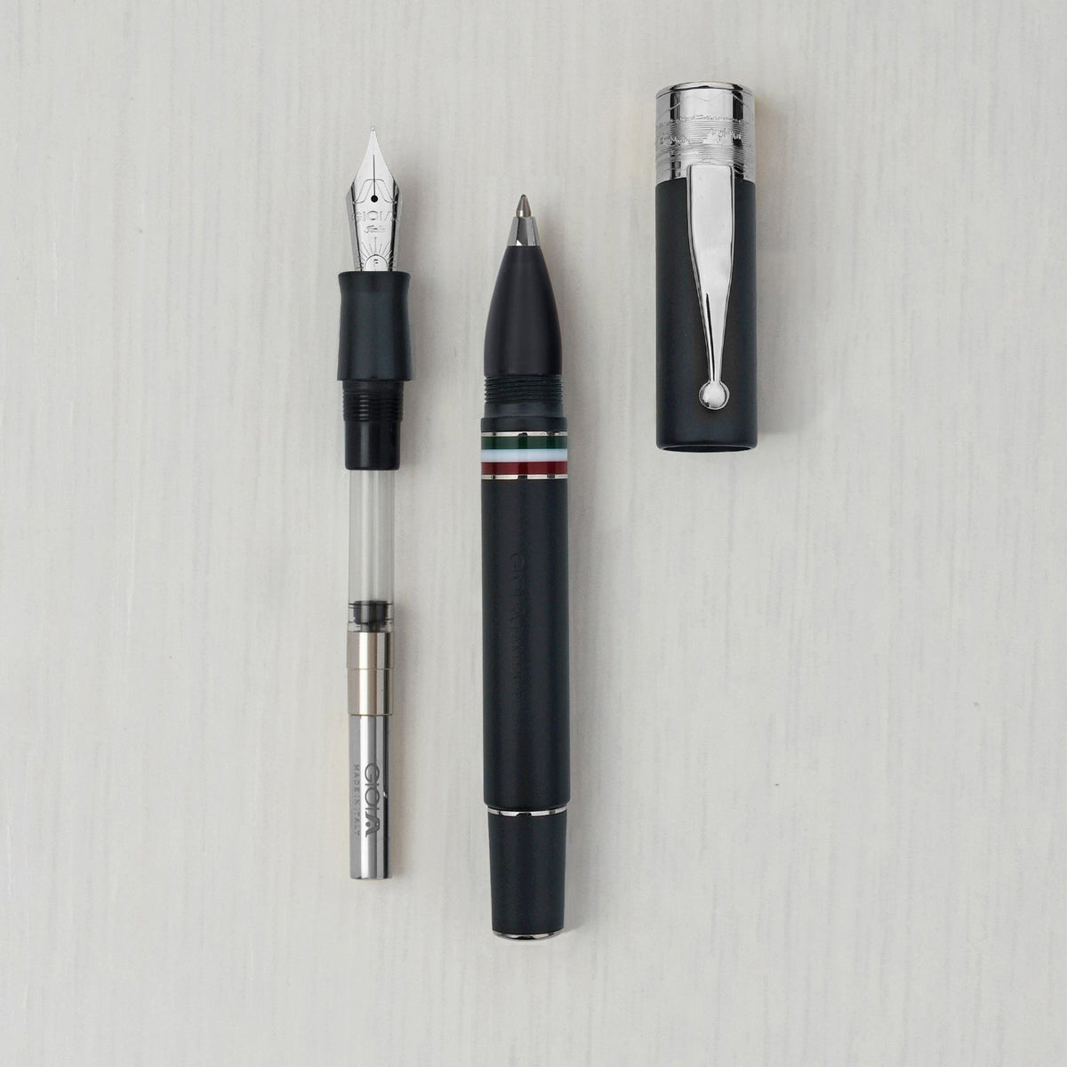 Gioia Fountain Pen & Rollerball Pen Partenope Black Sand RT – Artstation