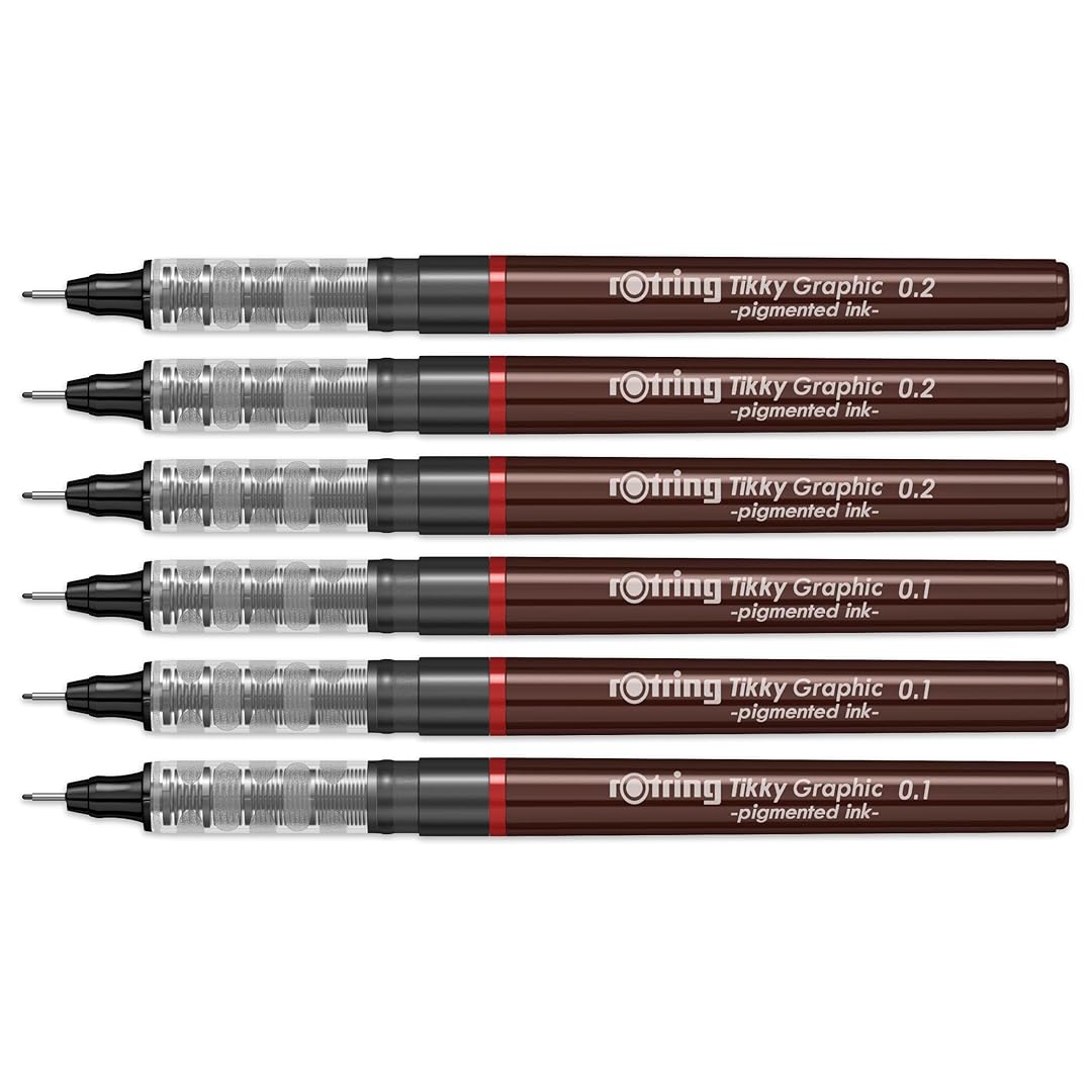 rOtring Tikky Fineliner Set 0.1 & 0.2mm, 6 Pens, B – Artstation